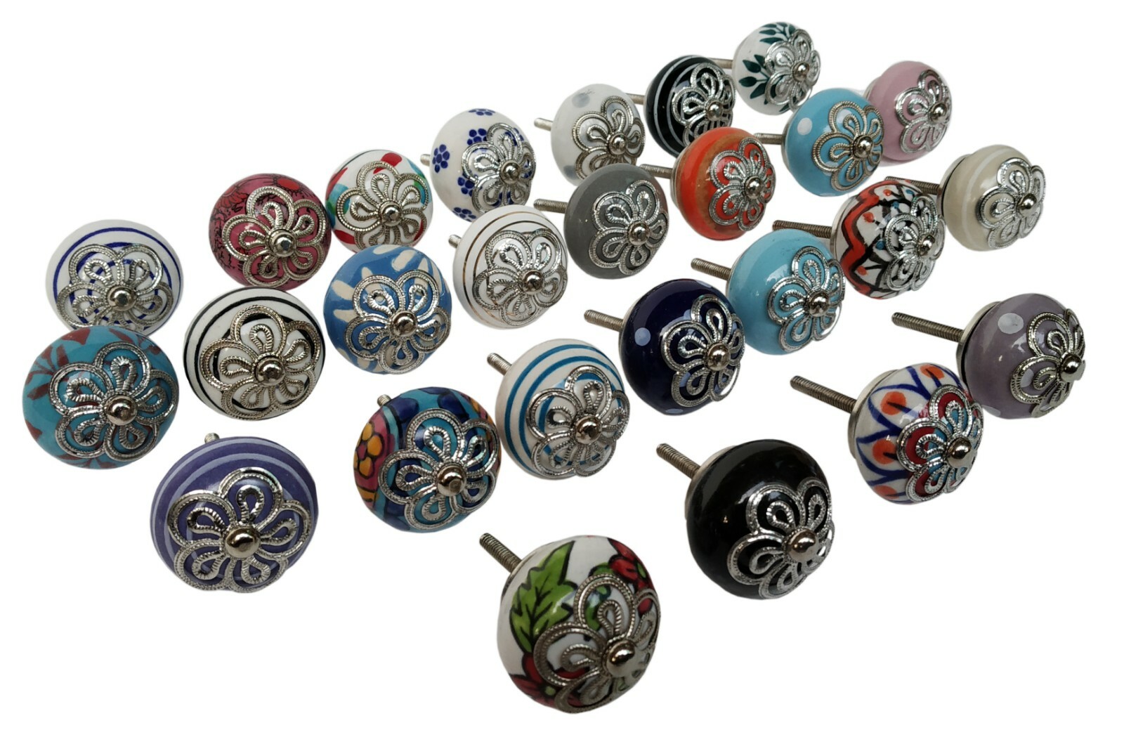 Multi Color Ceramic Drawer Door Knobs Lot 26 Unique Cabinet Assorted Pull Knobs | eBay
