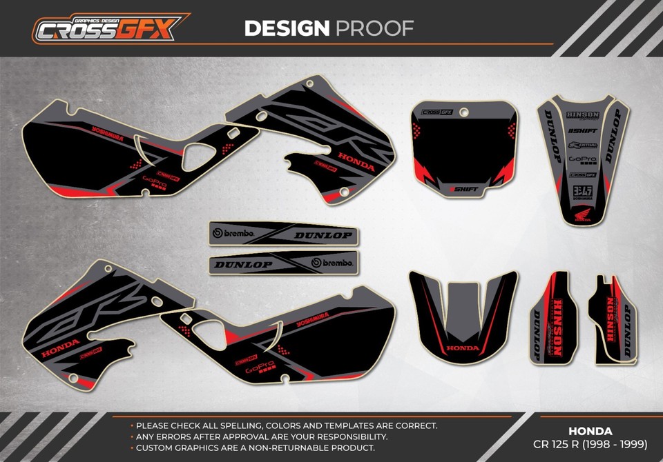 HONDA Complete Graphics CR CRF 50 70 80 85 100 110 125 150 230 250 450 ...