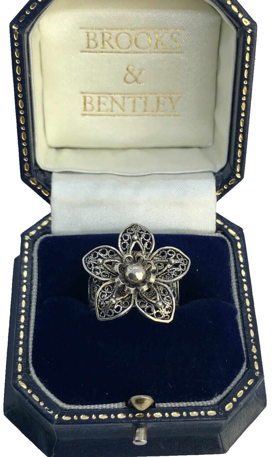 Vintage Ring 925 Sterling Silver Statement Flower Fil… - Gem