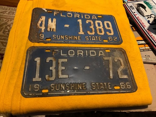Lot Of 2 Vintage Florida License Plates Plate Rustic 1962 1966 ...