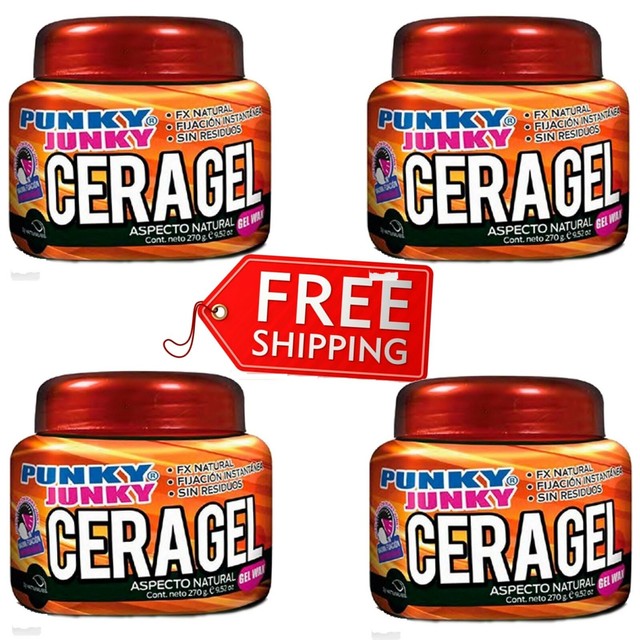 4x PUNKY JUNKY CERA GEL FX NATURAL 9.52 OZ / 270 GR. SUPER MAXIMUM HOLD ...