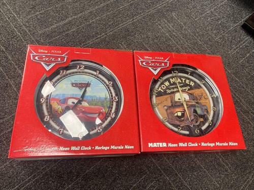 Disney Pixar Cars Lightning McQueen & Mater Neon Light Wall Clock - NEW ...