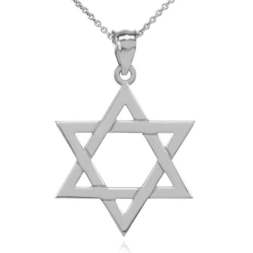 Solid Sterling Silver Jewish Star of David Pendant Necklace (Large) | eBay