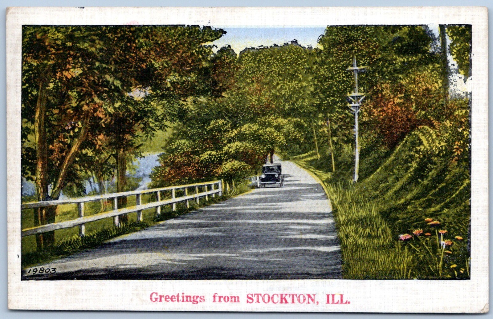 Postcard IL Greetings From Stockton Illinois Old Car Jo Daviess County ...