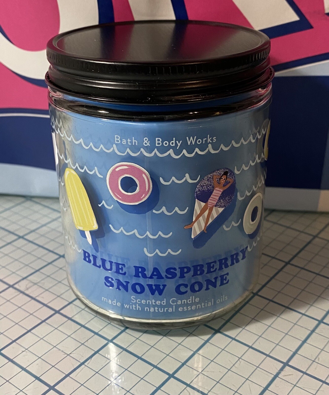 Bath Body Works BLUE RASPBERRY SNOW CONE Candle Single Wick AMAZING NEW ...