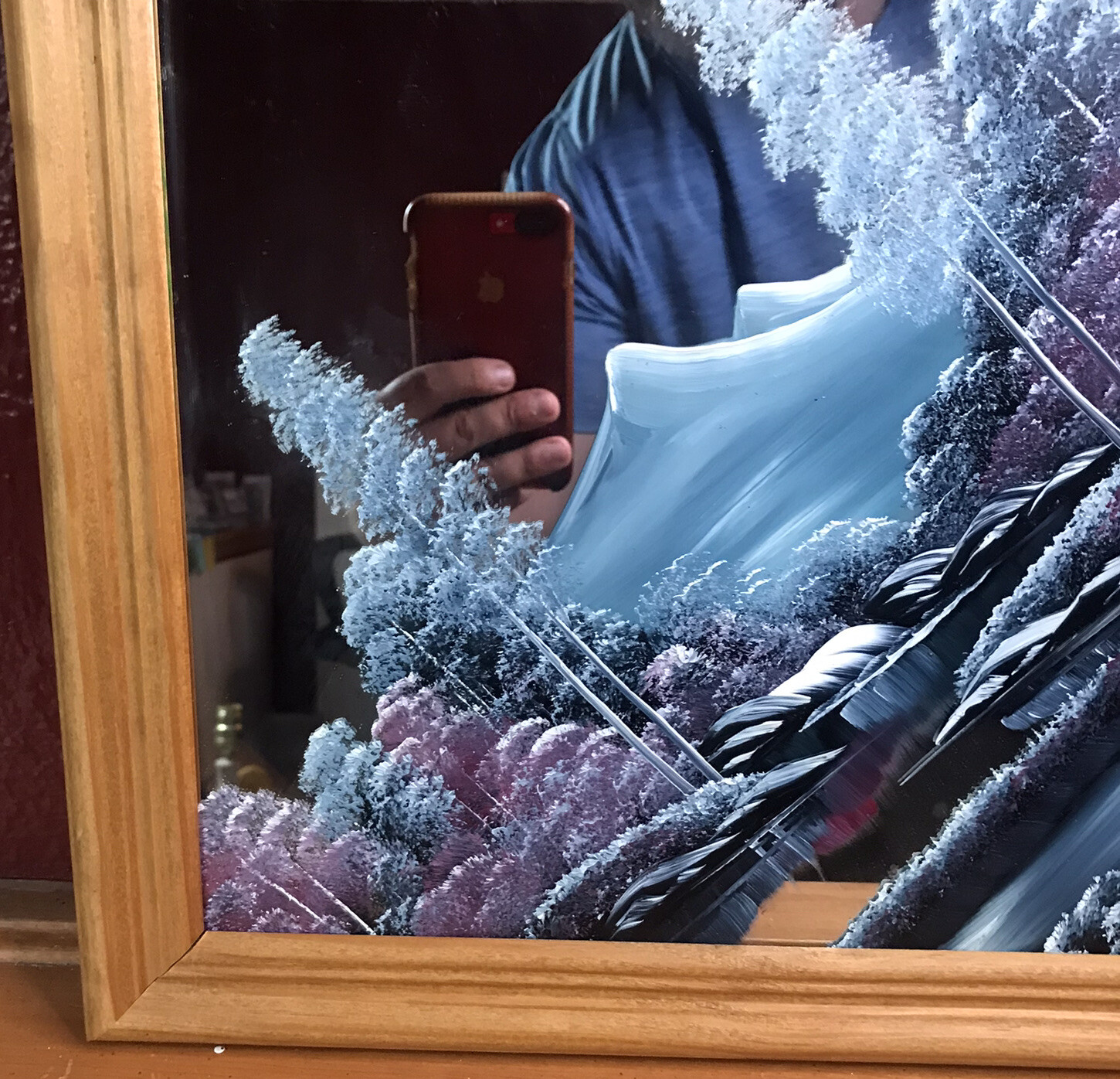 Winter Cabin Scene Hand Painted Mirror Painted by G Clemmons 14" x 14 ...