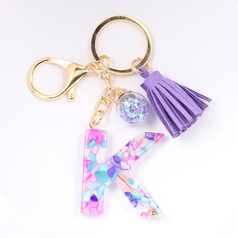 Alphabet Keyring Charm A-Z Initials Letter Key Ring Shiny Key Chain Bag ...