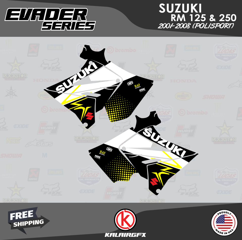 Graphics Kit for SUZUKI RM125 250 2001-08 POLISPORT RESTYLE EVADER ...