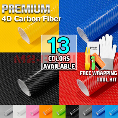 *Premium 4D Gloss Carbon Fiber Vinyl Sticker Wrap Decal Sheet Bubble ...