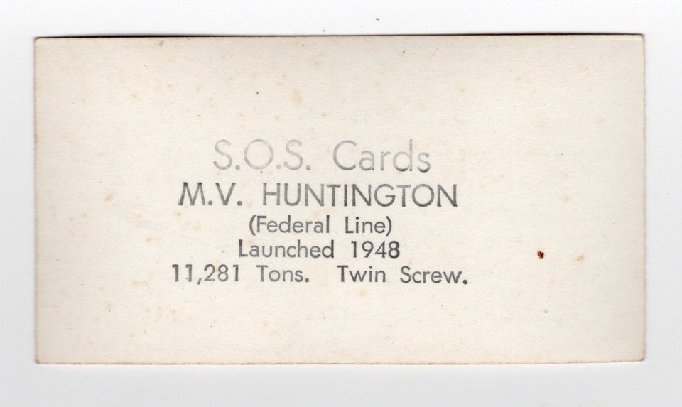 Australian Shipping Trade Card SOS 1950s MV Huntington Federasl Line | eBay