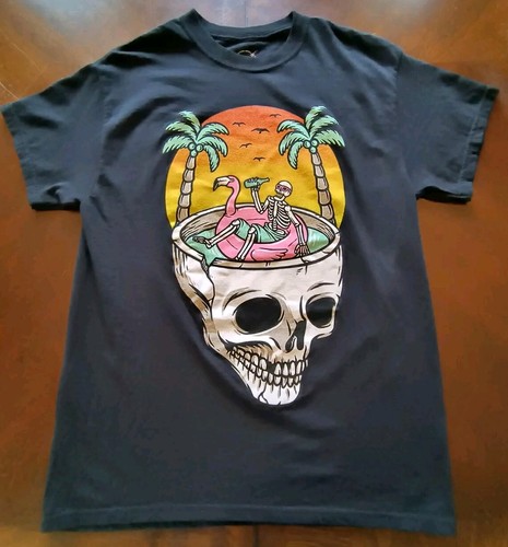 Neon Riot Size Medium T Shirt Skeleton Skull Chill Summer Pool Party ...