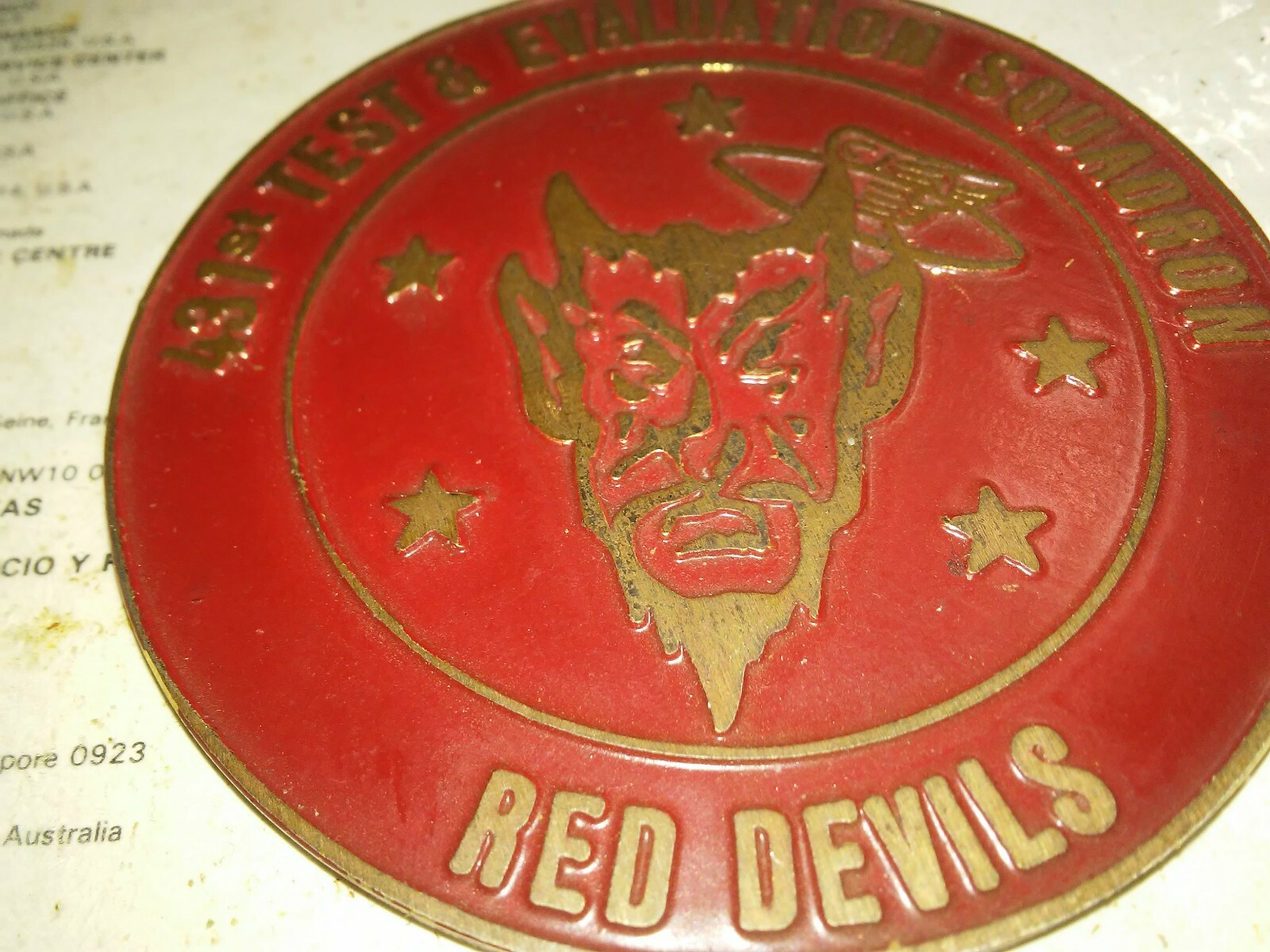 Red Devils 531st Test Evaluation Squadron chalkenge/ unit insignia ...