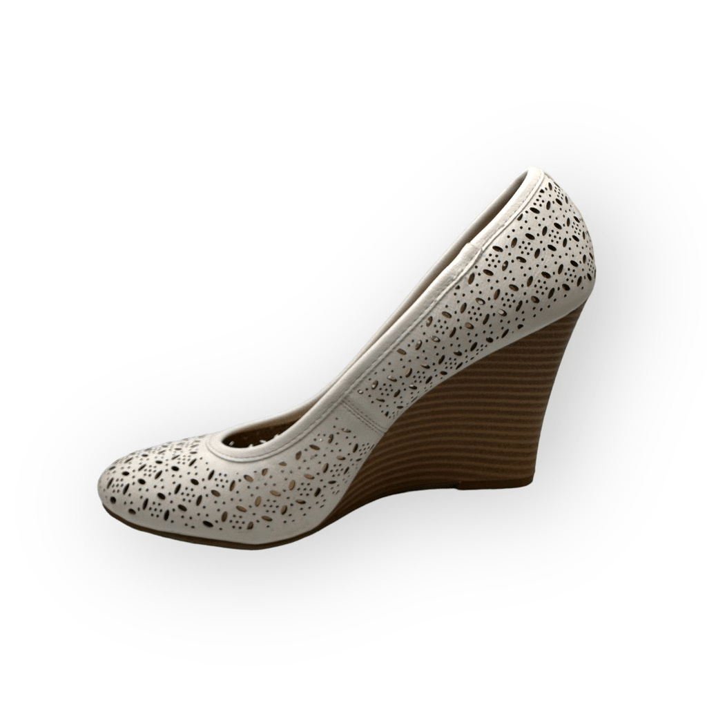 Fergalicious Tiny Love cut out white wedges women’s size 9.5 | eBay