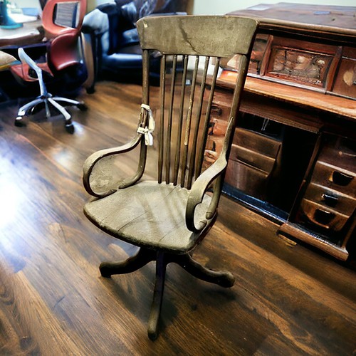 Scarce 1890s Antique High Back Desk Arm Chair Swivel Tilting Sheboygan ...