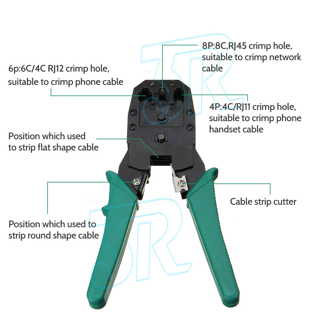 CAT6/5 LAN Network Cable Tool Kit Crimper RJ45 Tester Stripper Punch ...