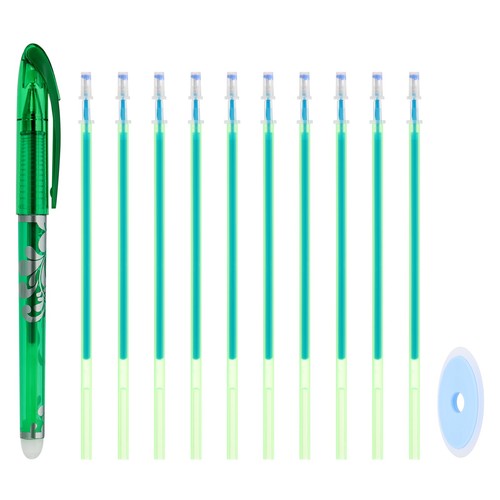 Erasable Gel Pens with 10 Refills & 1 Erasers, 0.5mm Green Ink ...