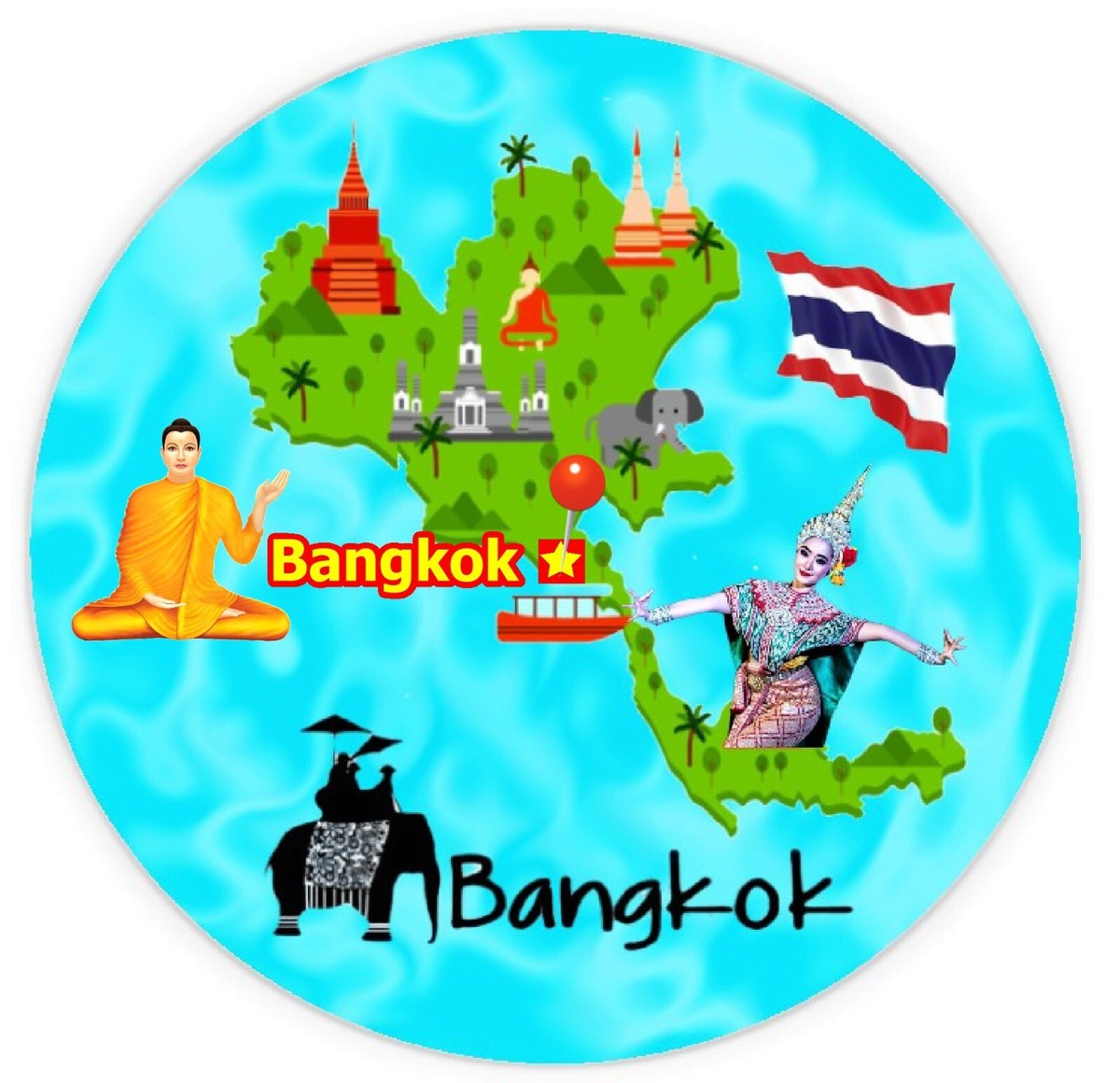 Thailand Map Cartoon