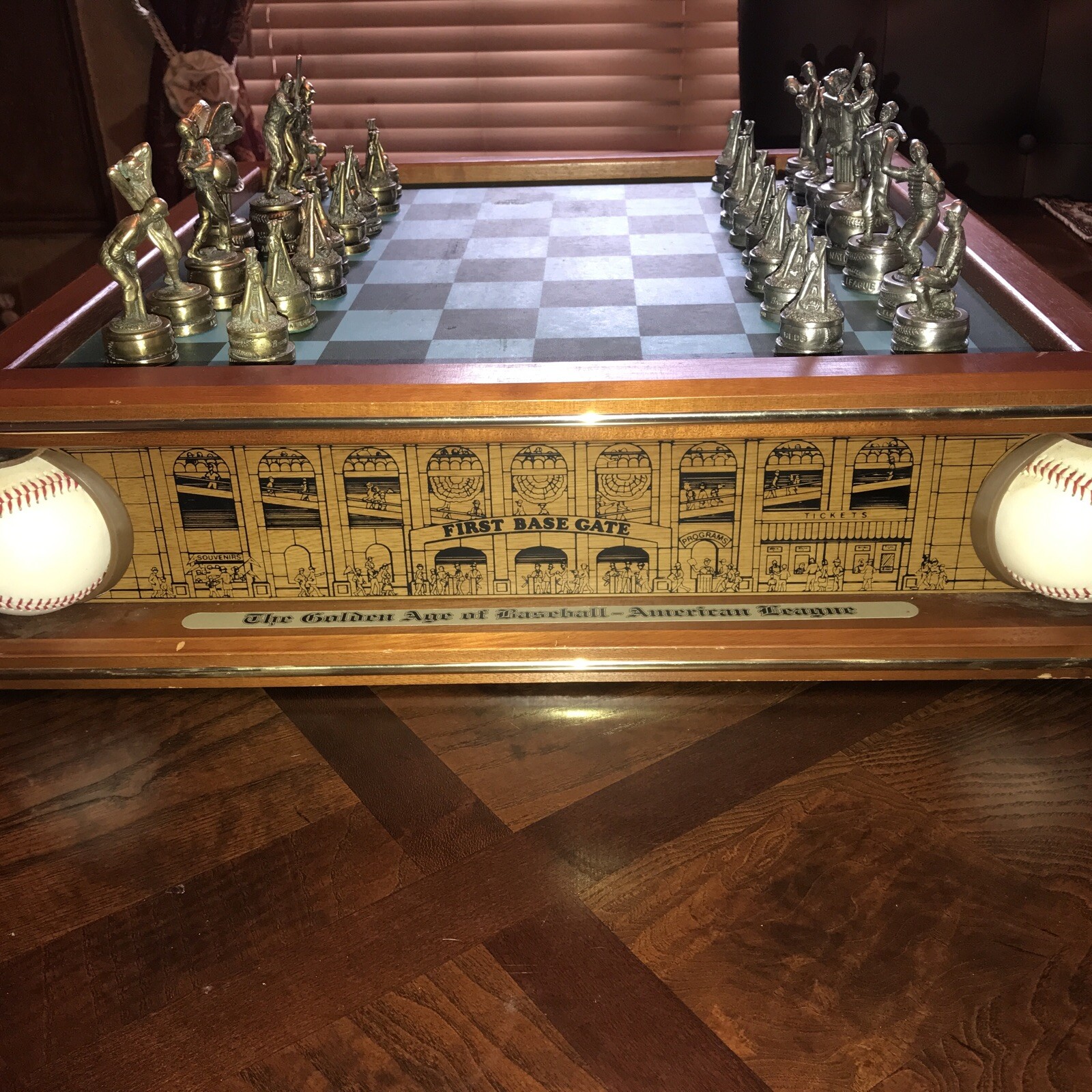 BRADFORD AMERICAN LEAGUE & NATIONAL LEAGUE BASEBALL PEWTER CHESS SET ...