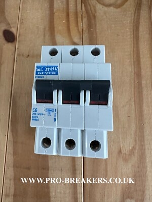 Proteus MCB 6 Amp Triple Pole 3 Phase Breaker Type C 6A Geyer 31006/3 ...