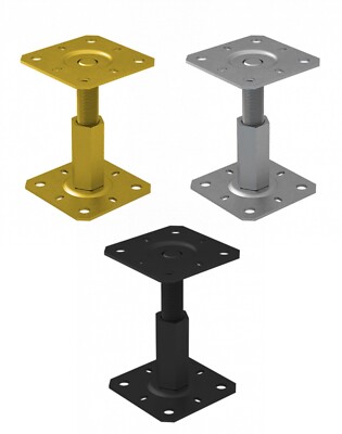 Heavy Duty Galvanised Adjustable 100-150mm Elevated Post Base Support ...