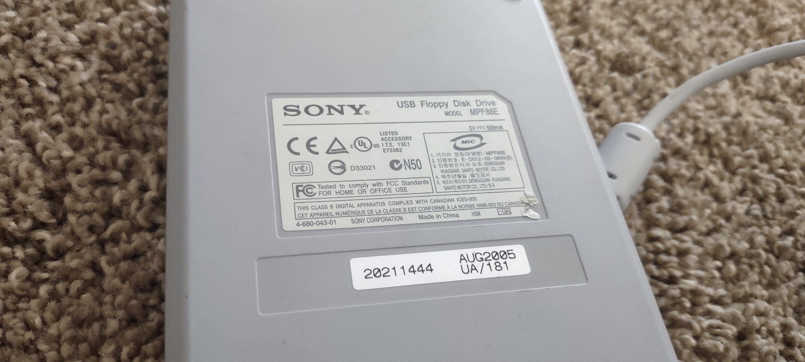 Sony USB Floppy Disk Drive 2X Speed FDD White Compact (MPF88E-UA) | eBay