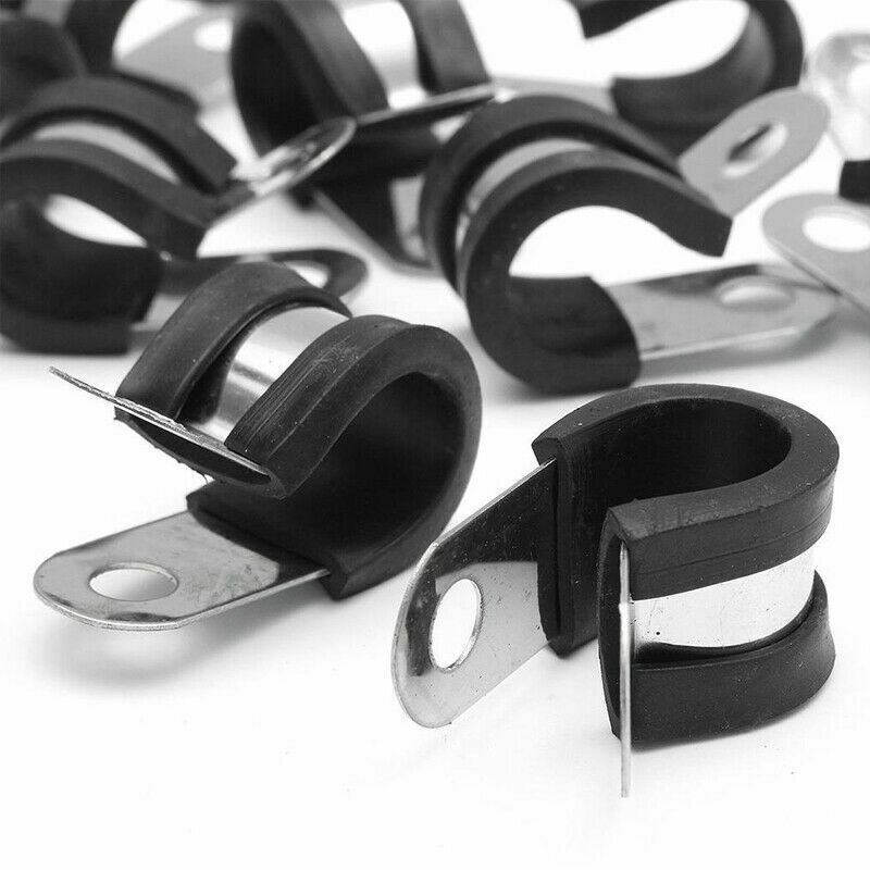 24Pcs Brake Pipe Clips Rubber Lined P Clips 3/16" (4.7mm) Lines Tools ...