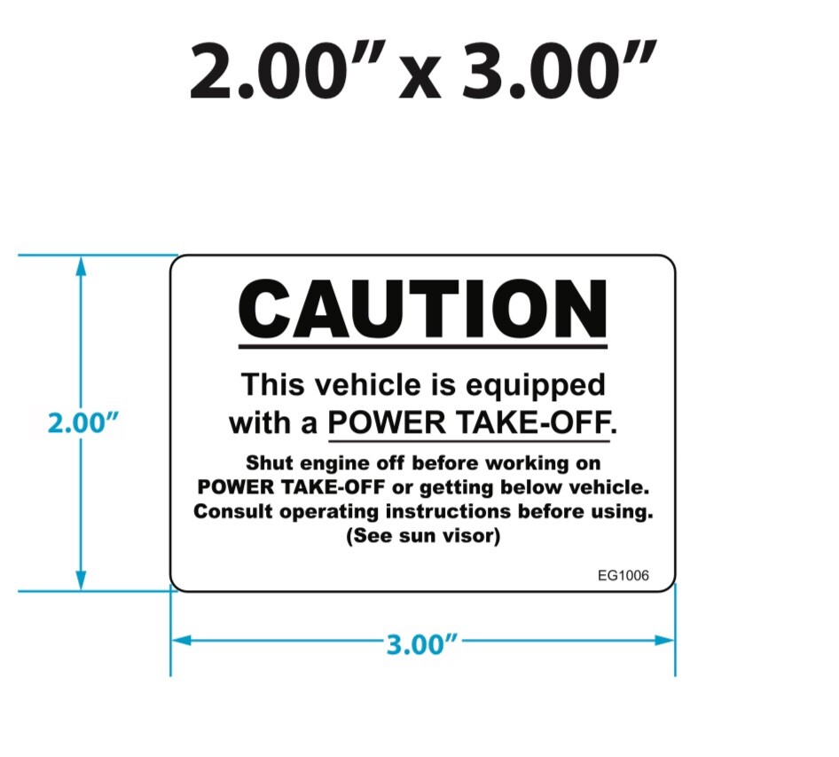 Power Take Off PTO Caution Decal Sticker Aerial Bucket Truck 3" x 2" | eBay