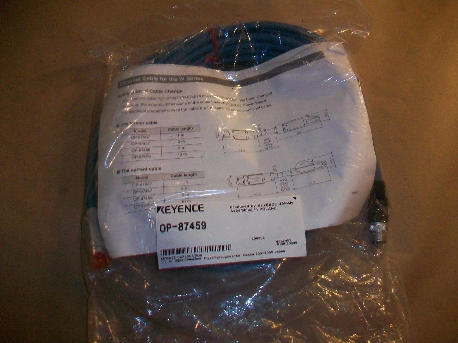 Keyence OP-87459 Vision Sensor Ethernet cable 10 m for IV Series NEW | eBay