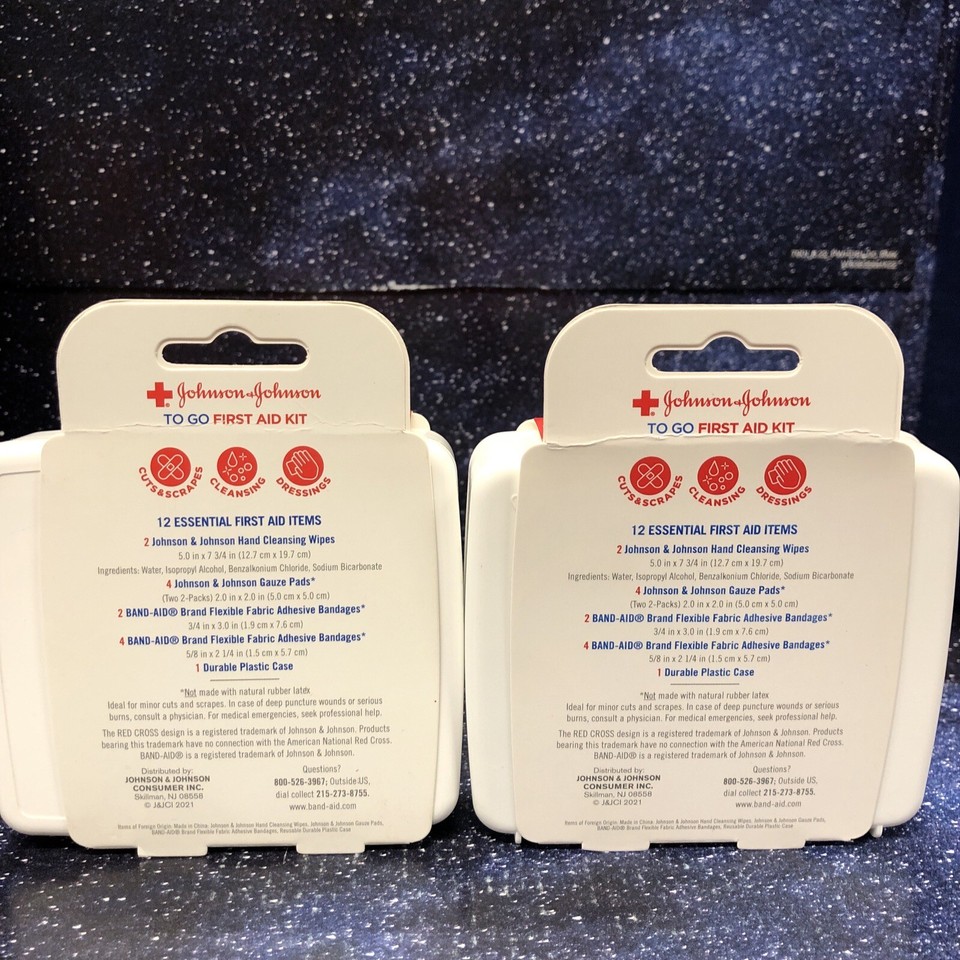 2 X Johnson & Johnson First Aid To Go Portable Mini Travel Kit - 12pc ...