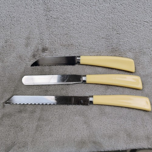 Vintage Quikut Stainless USA Knives Set Of 3 Bakelite Handle Ivory | eBay