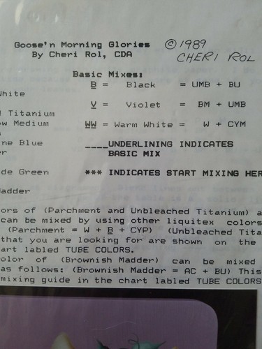 CHERI ROL 1989 GOOSE MORNING GLORY OIL STILL LIFE PAINTING PATTERN PACK ...