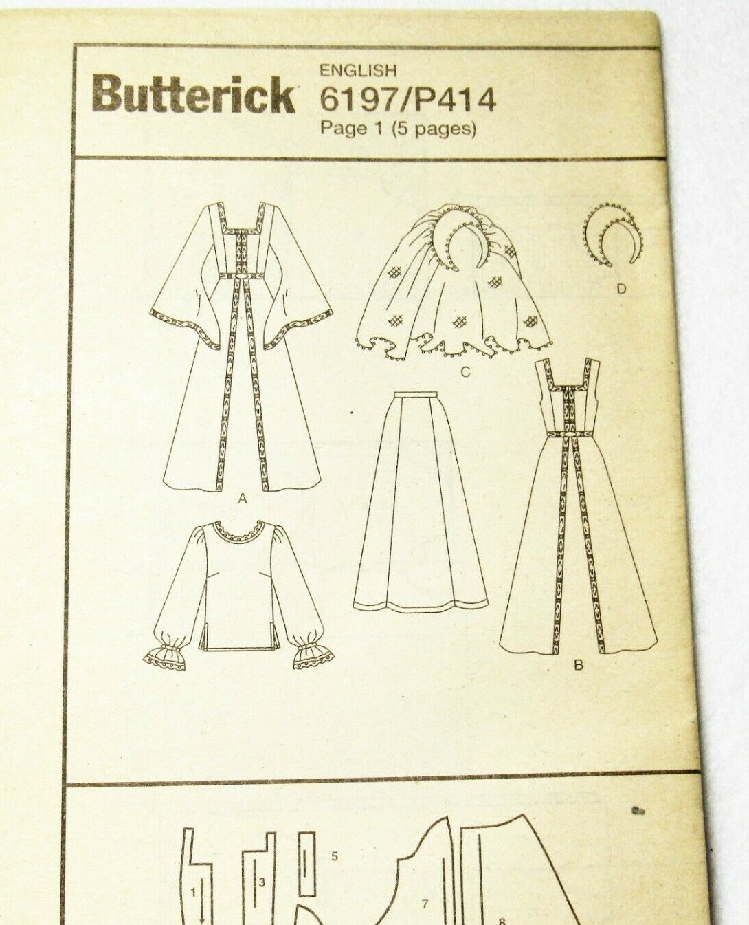 Renaissance Queen Costume Dress 16 18 20 Butterick 6197 History Pattern ...