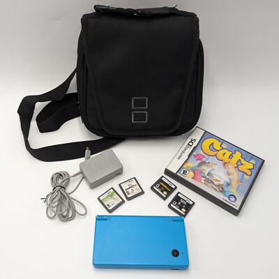 Nintendo DSi Console Teal Light Blue Bundle w/ Case, 5 Games ...