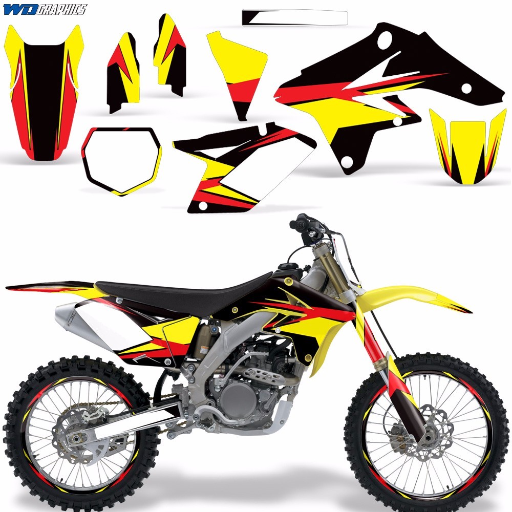 Decal Graphic Kit Suzuki RMZ 250 Dirt Bike Number Background Deco ...