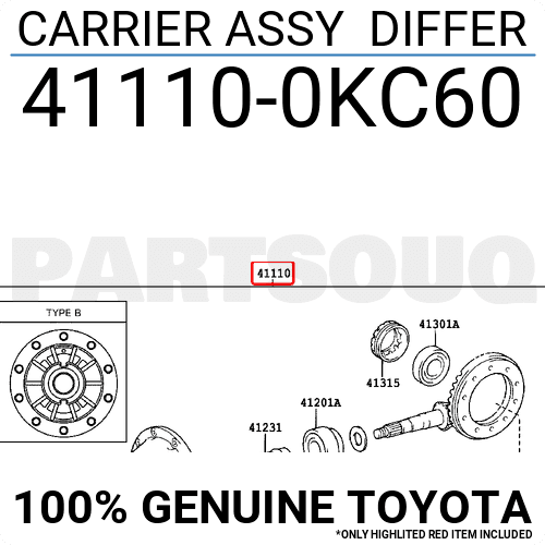 411100KC60 Genuine Toyota CARRIER ASSY DIFFER 41110-0KC60 | eBay