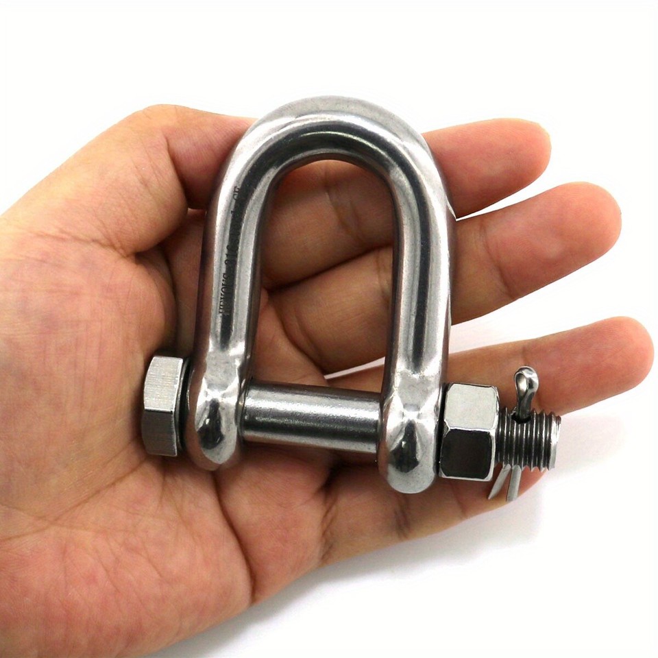 1PC 1/2'' Stainless Steel 316 Type D shackle with lock ring Clevis ...