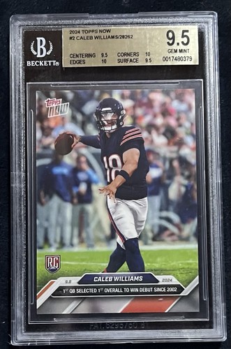 2024 Topps Now #2 Caleb Williams/28262* RC BGS 9.5 GEM MINT Chicago ...