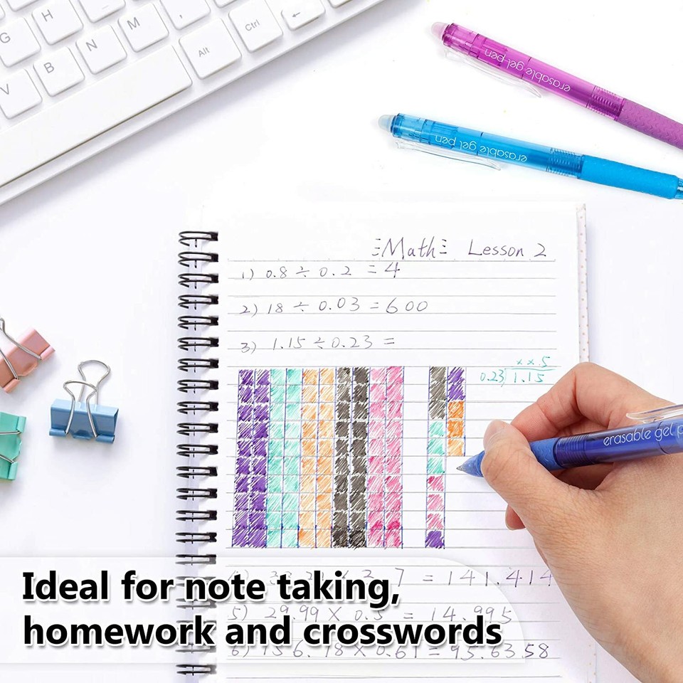 26 Colors Erasable Gel Pens, Retractable Erasable Pens Clicker, Fine ...