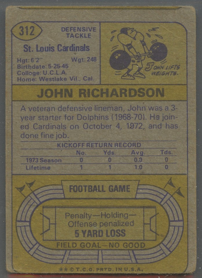 1974 Topps #312 John Richardson St. Louis Cardinals | eBay