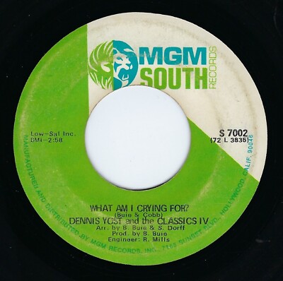 Dennis Yost & Classics IV ‎45 What Am I Crying For / All In Your Mind ...