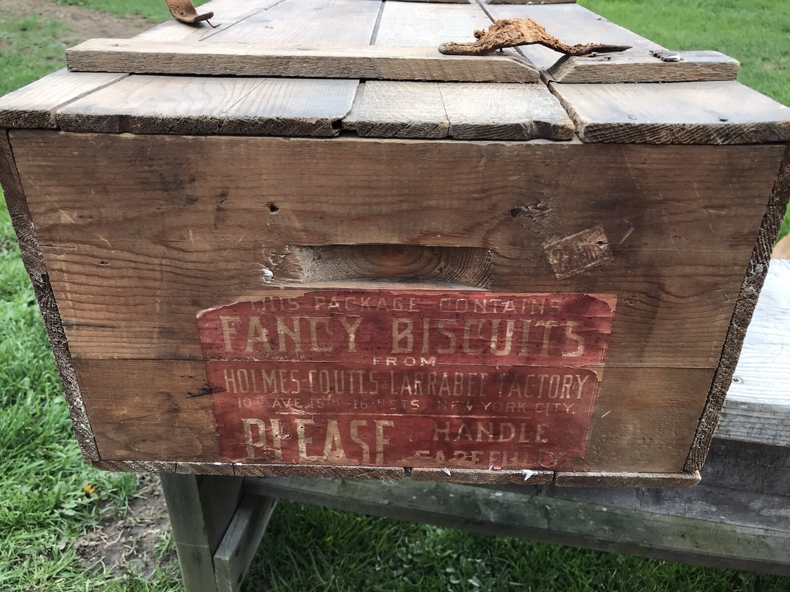 LARGE Antique Holmes & Coutts Famous English Fancy Biscuit Wood Crate ...