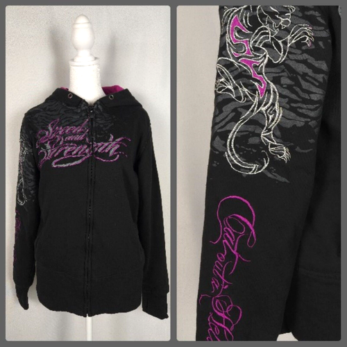 Speed & Strength Sweater Womens M Black Y2K Embellished Hoodie ...