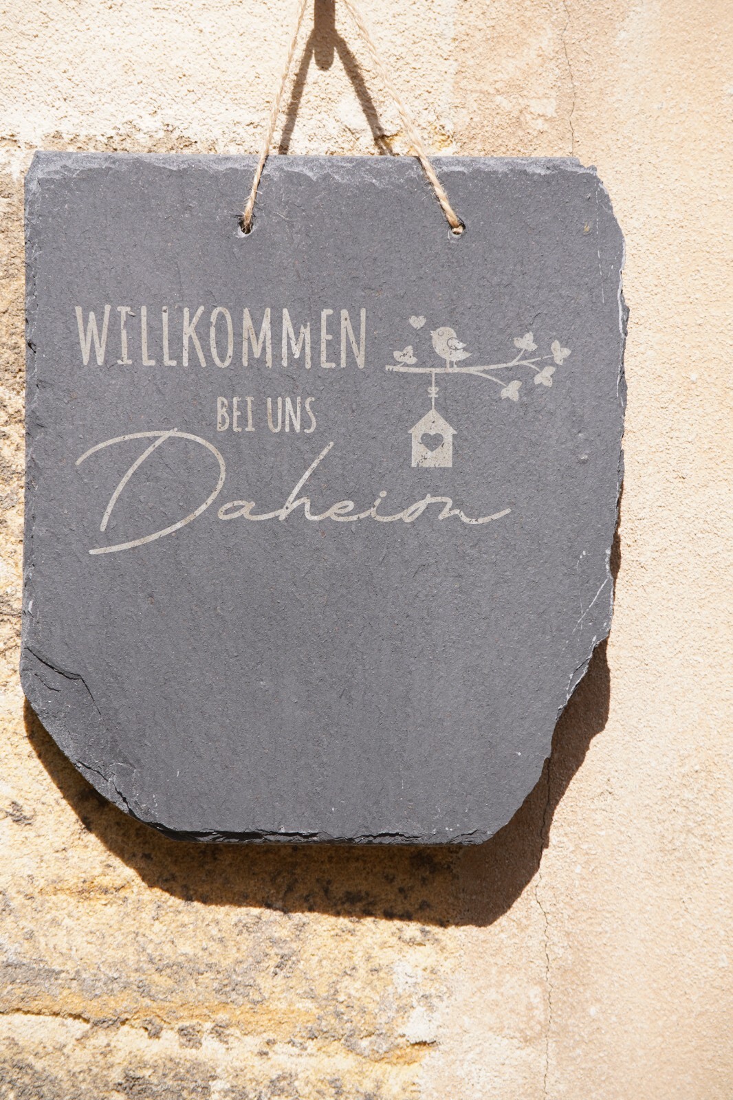 Schiefertafel mit Gravur "Willkommen Daheim" - Schild ca. 15x15cm | eBay.de