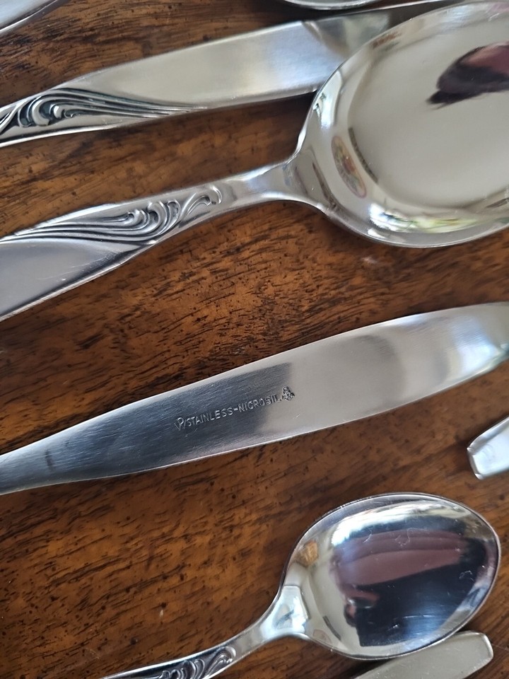 67pc Solingen Rostfrei Stainless Nicrosil Flatware Germany Swirl Forks ...