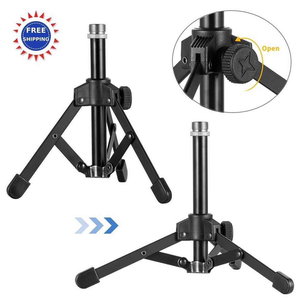 Microphone Stand Desk Portable Foldable Tripod Adjustable for Dynamic ...