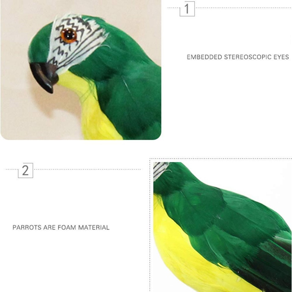 LWINGFLYER Green Artificial Parrot Life Size Foam Feather Parrot Macaw ...