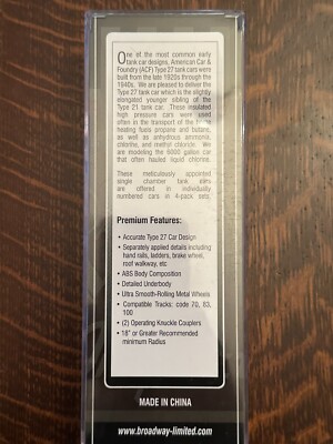 Broadway Limited 6000 Gallon Penn Salt Type Tank Car #6123 | eBay