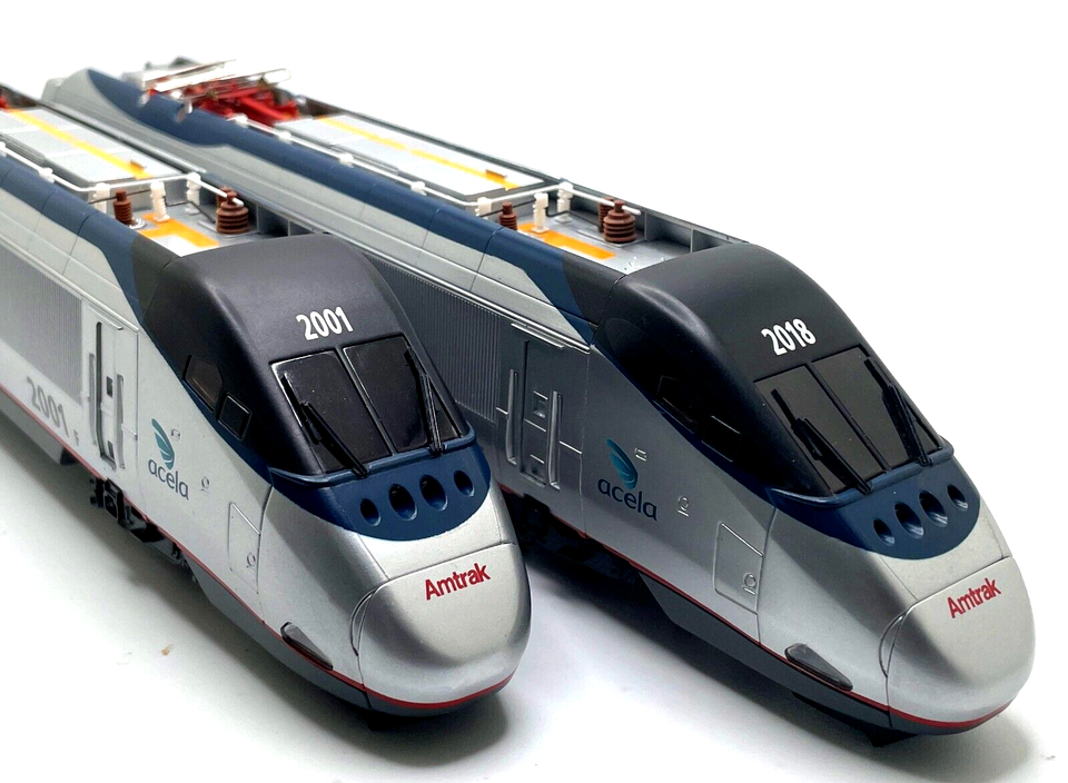 HO BACHMANN SPECTRUM ACELA EXPRESS AMTRAK SET 4 CARS DUAL LOCOMOTIVE DCC & DUMMY | eBay