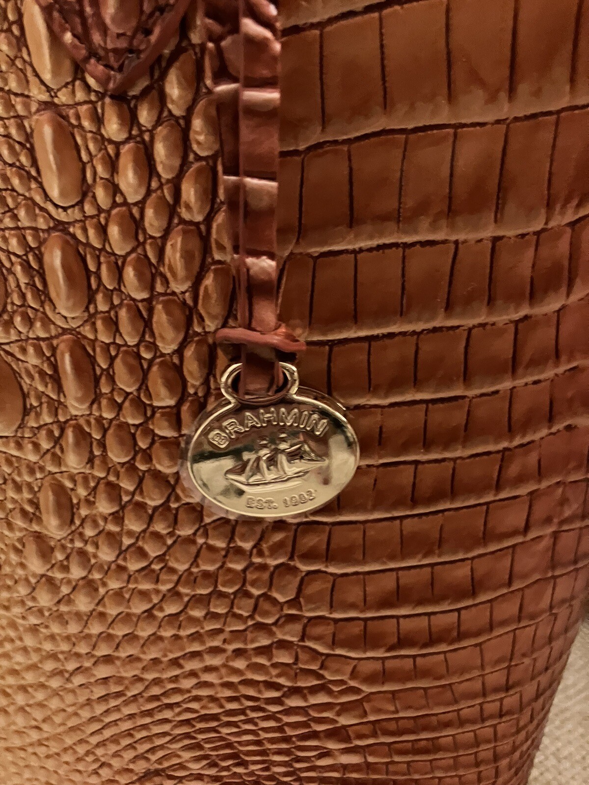 NWT AUTHENTIC BRAHMIN ELLEN MELBOURNE GLM OMBRÉ EMBOSSED LEATHER TOTE ...