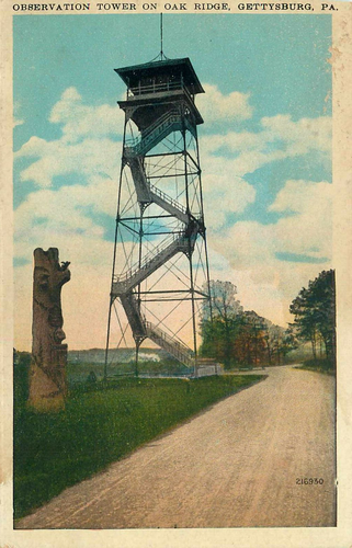 Postcard Gettysburg Observation Tower Oak Ridge White Border Unposted ...